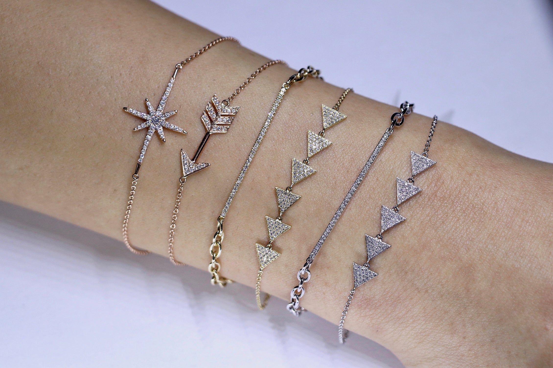 Adjustable 14k Yellow Gold Diamond Triangle Bracelet – MB Altman Jewelry